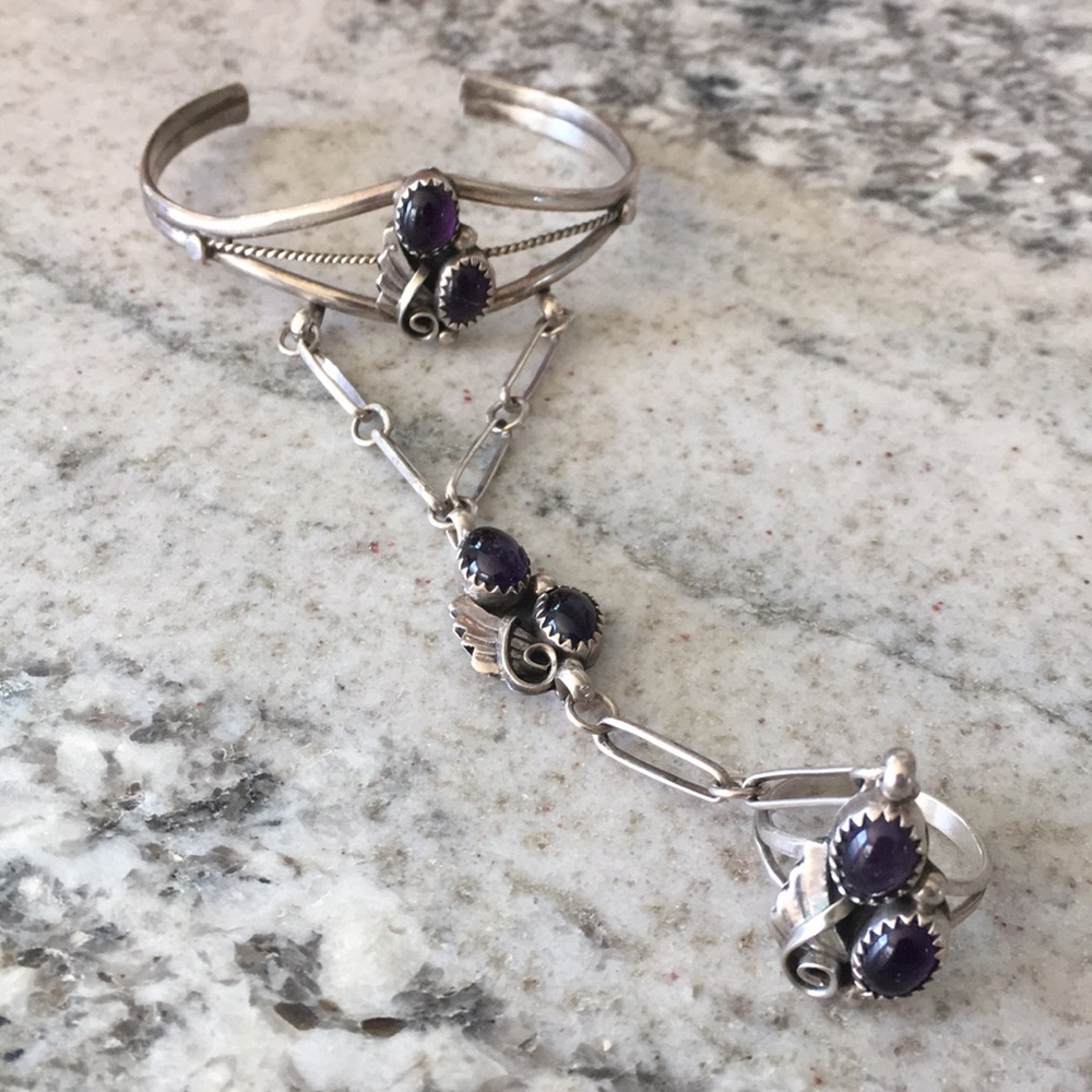Navajo Vintage Antique Sterling Silver Slave Bracelet… - Gem